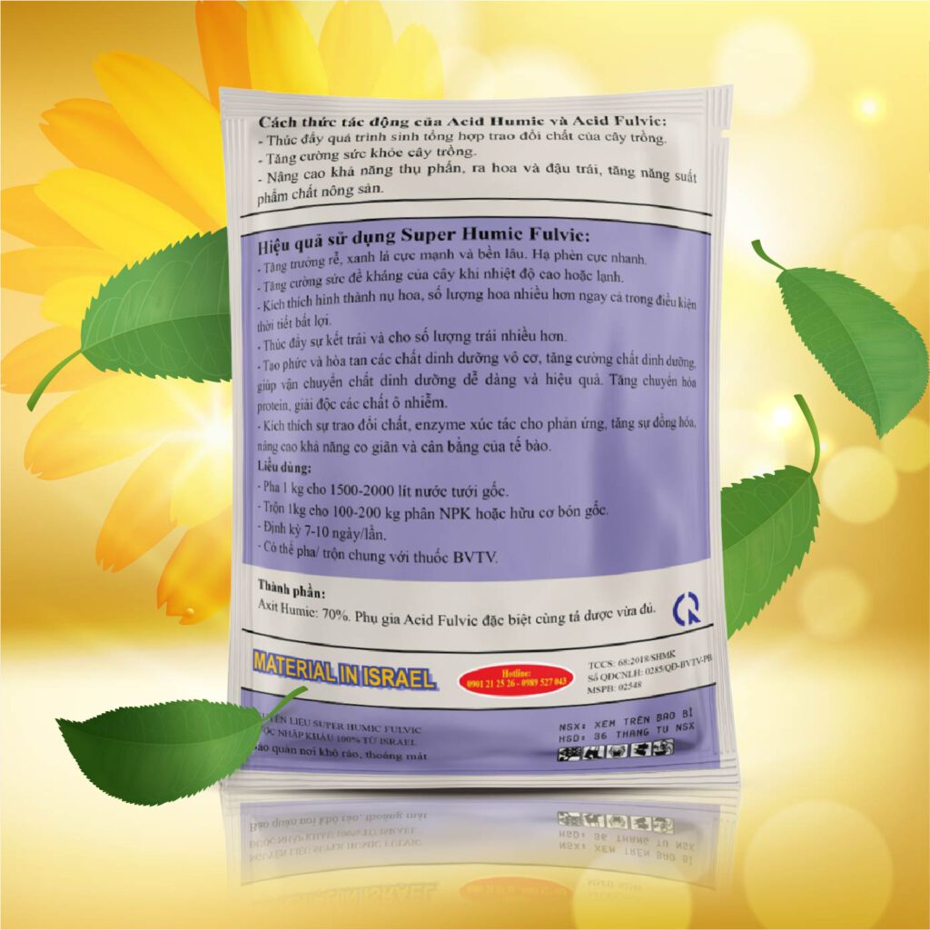Super Humic Fulvic kích ra rễ nhanh và mạnh, dạng vẩy, tan 100%.